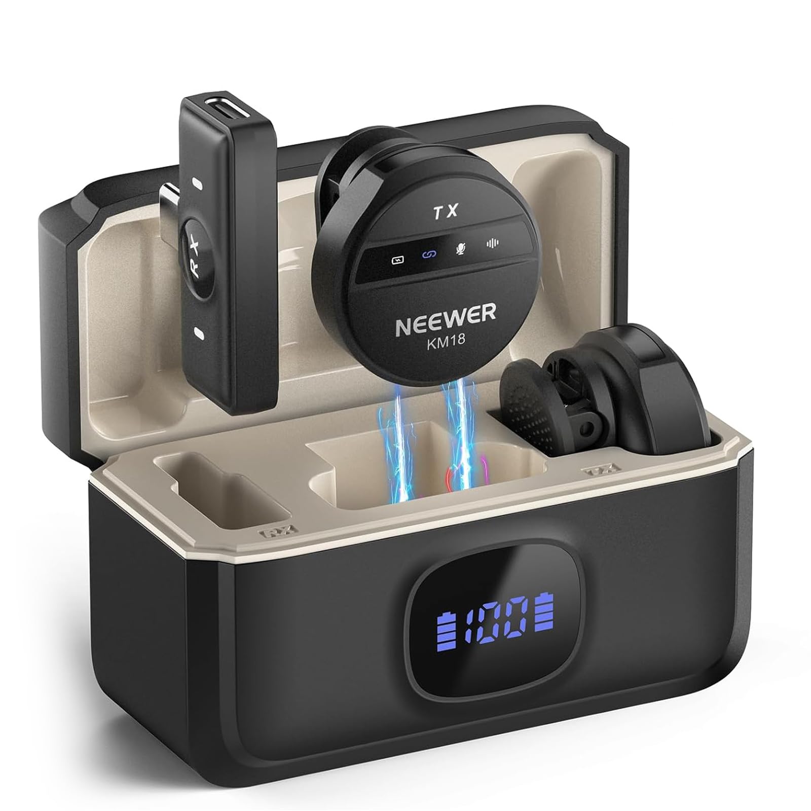 Neewer Wireless Lavalier Microphone for USB C with Charging Case ...