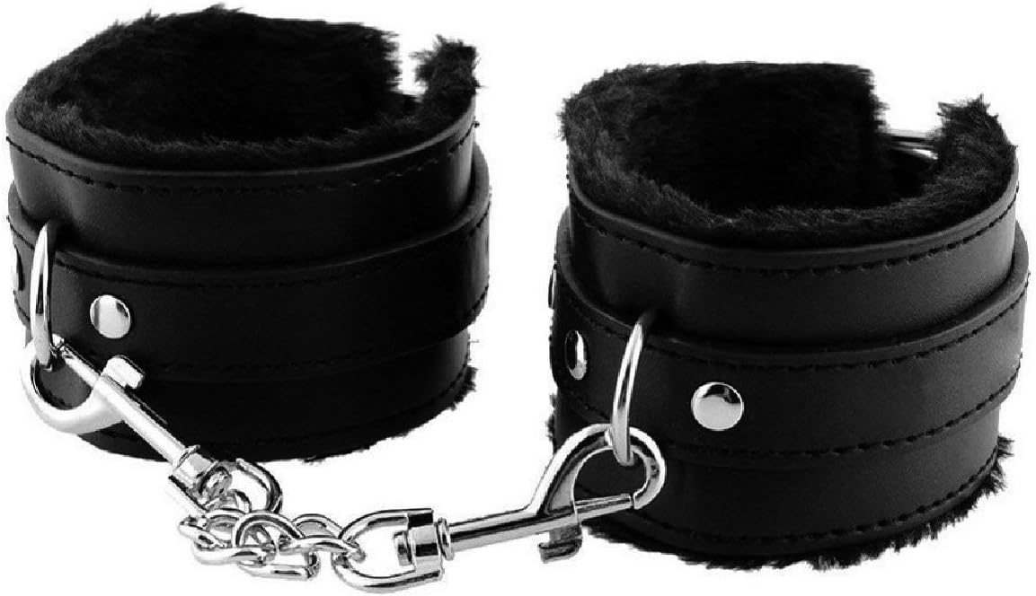 Amazon.com: LuckyStone Comfortable PU Leather Adjustable Cuff Soft Fur ...