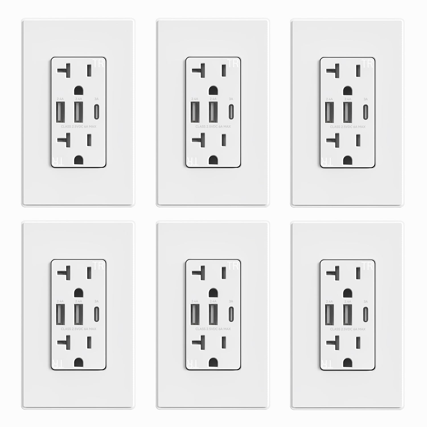Snapklik.com : ELEGRP USB Outlets Receptacles, 3-Port Wall Outlet, 30W ...