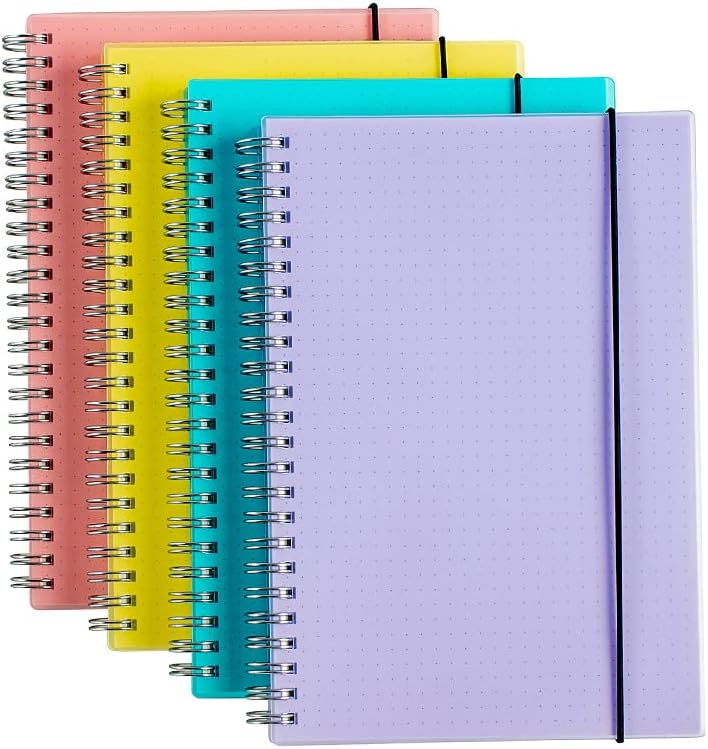 Amazon.com : OWSC 4 Pack Dot Notebook, 5.9 x 8.3 Inches Spiral ...