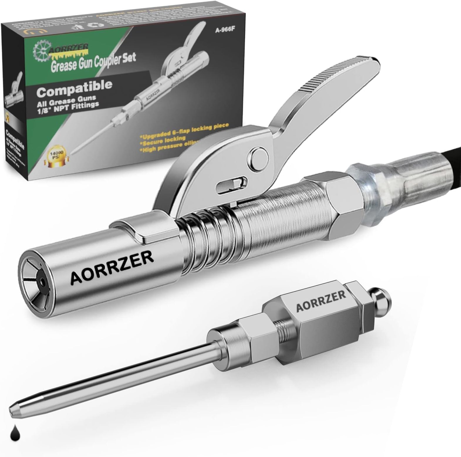 AORRZER Grease Gun Needle Tip & Grease Gun Coupler Set,Upgrade Narrow ...