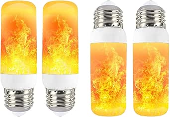CRLight 4 Pack LED Fire Flicker Flame Effect Light Bulb with Gravity ...