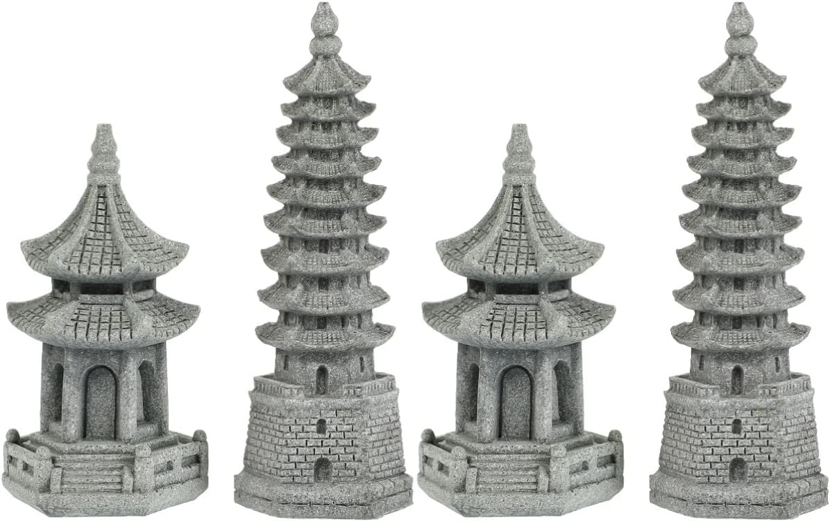 Amazon.com: Yardwe 4 Pcs Mini Pagoda Pagoda Statue Small Mini Zen ...