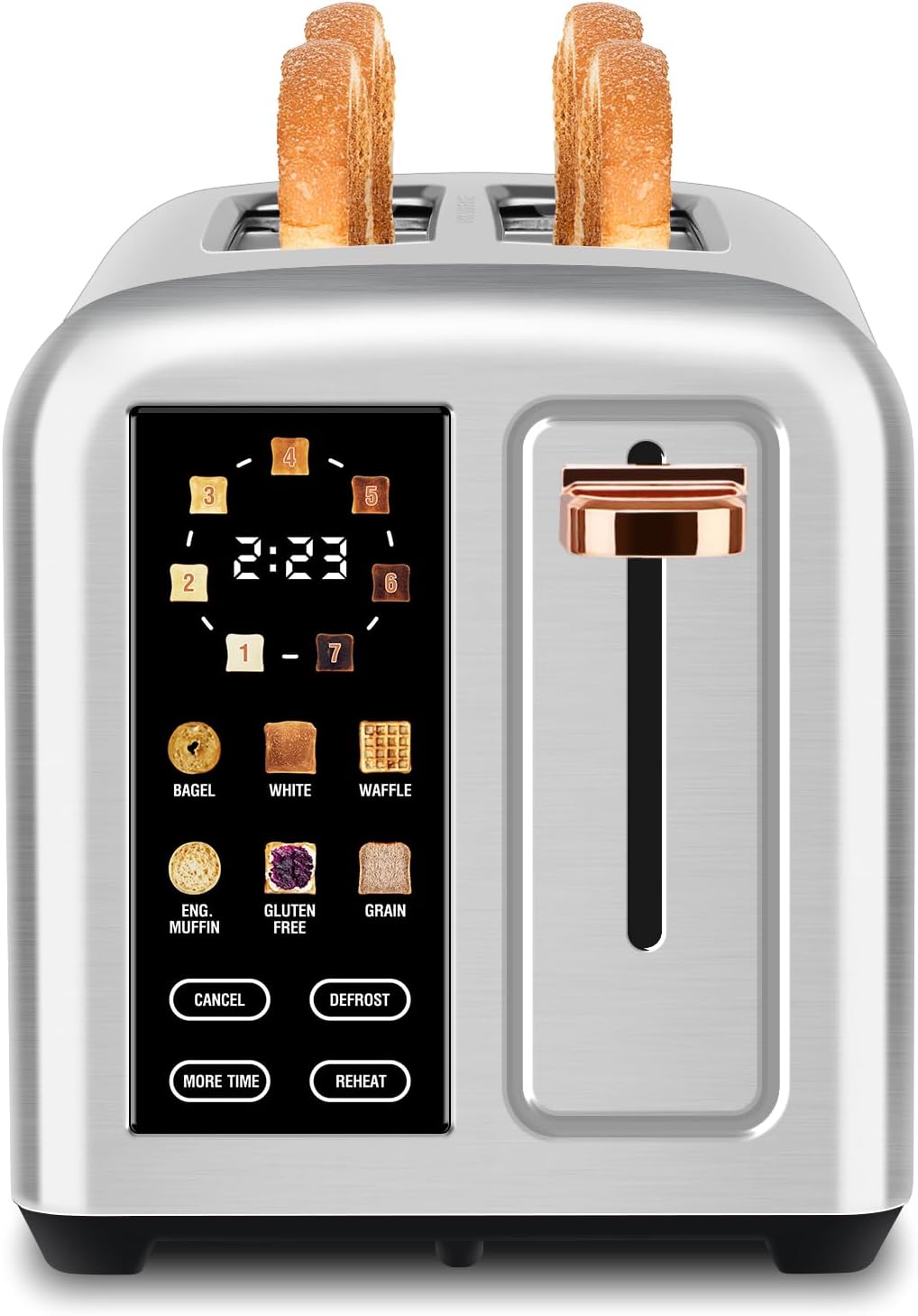 Amazon.com: SEEDEEM Toaster 2 Slice, Stainless Toaster LCD Display ...