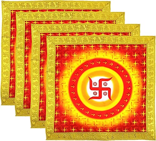 Printed Swastik Design Silk Satin Pooja Cloth Aasan For God ...