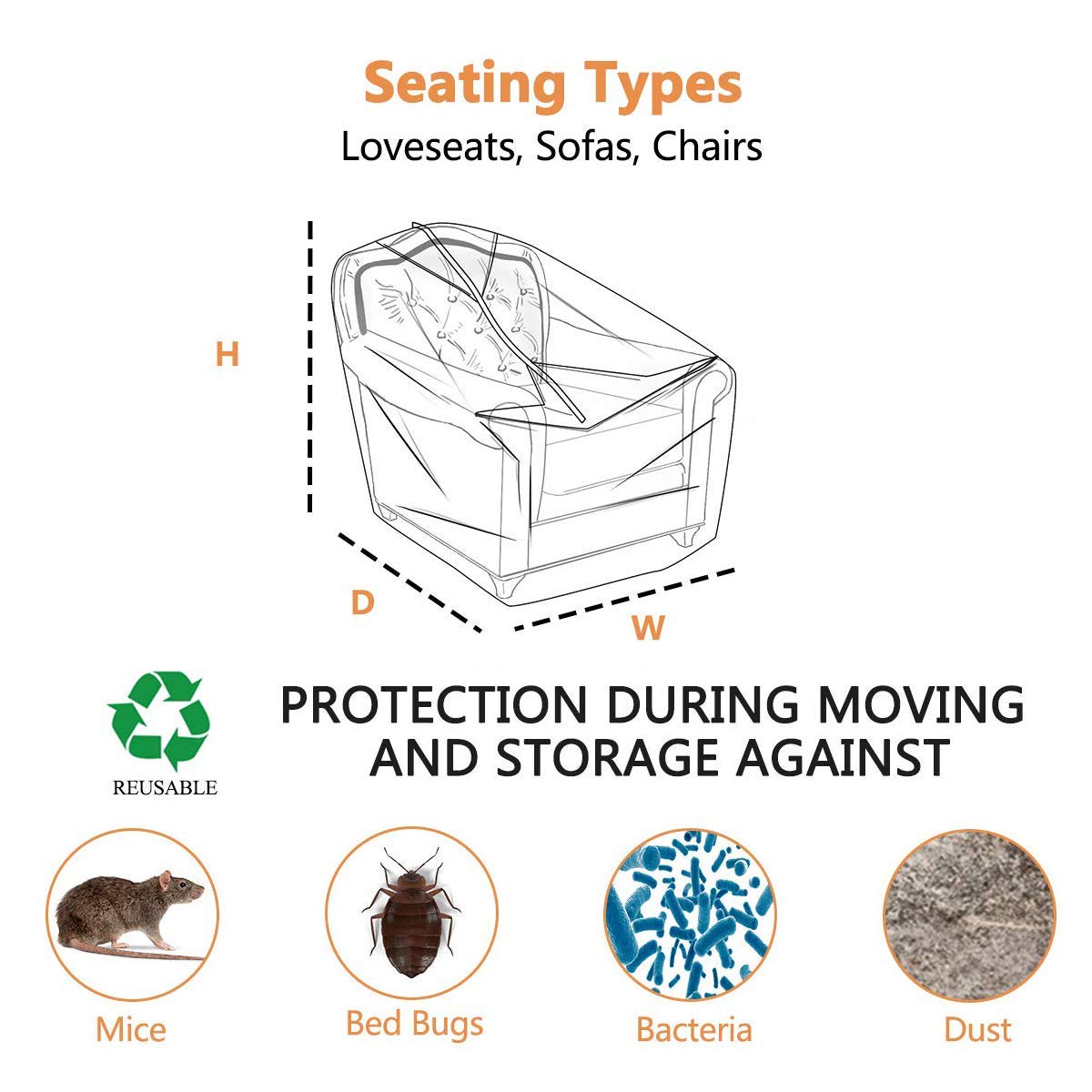 Snapklik.com : STARTWO Furniture Cover Plastic Bag Plastic Couch Cover ...