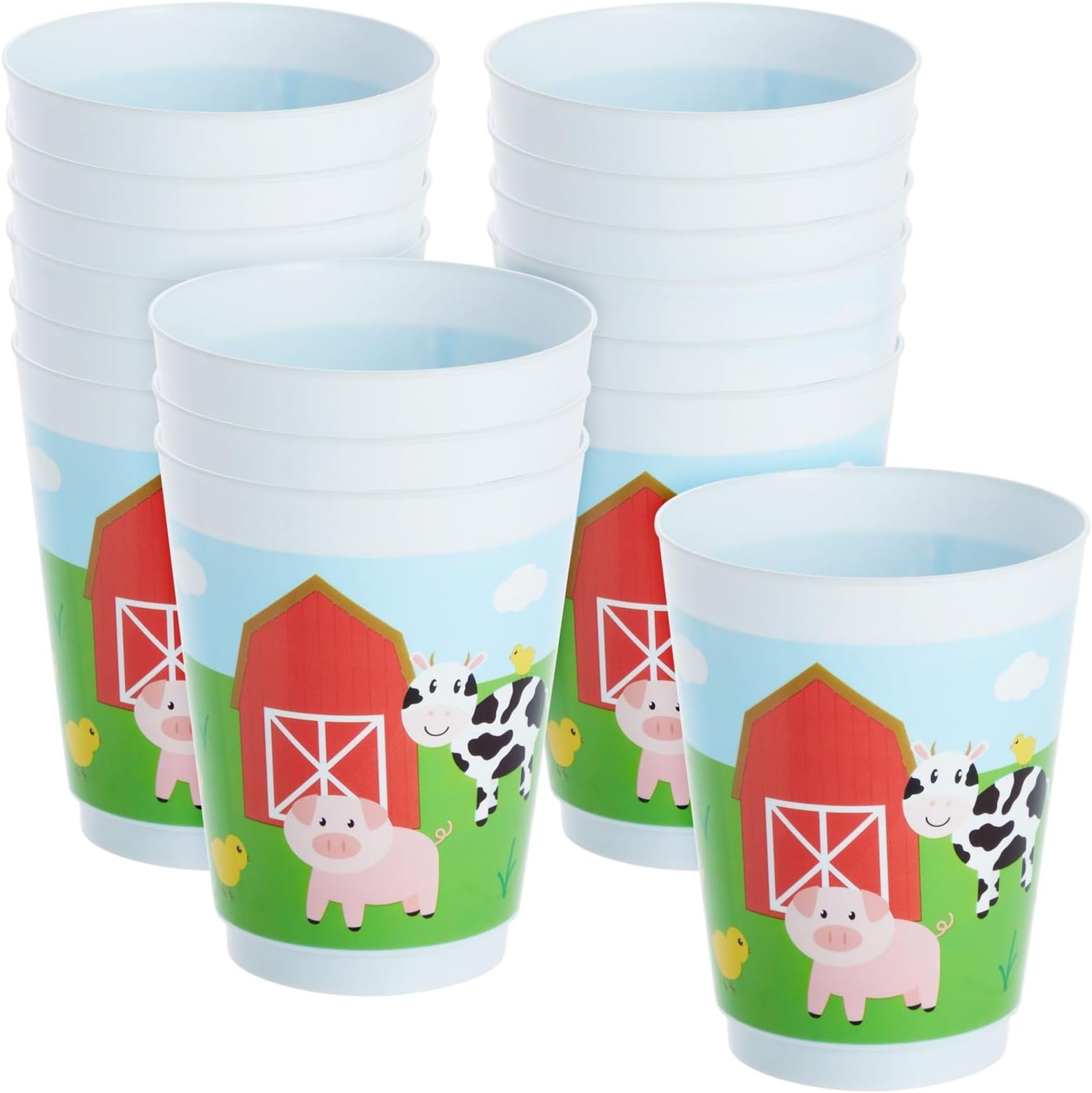 Amazon.com: Maxcheck 120 Count Farm Animal Cups Party 12 oz Disposable ...