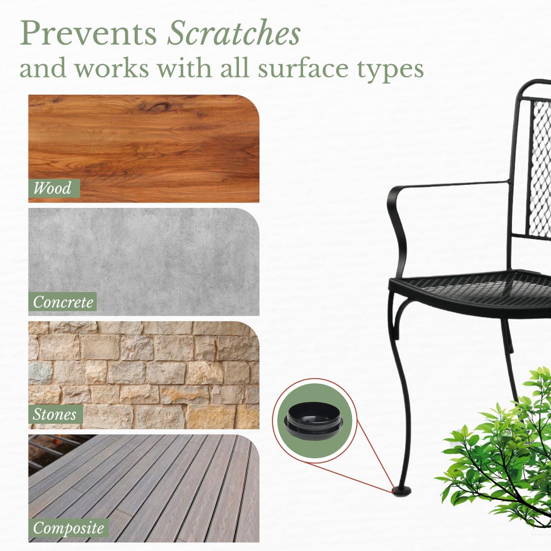 Snapklik.com : Sunnliand Patio 1-1/2" Deluxe Wrought Iron Chair Glides