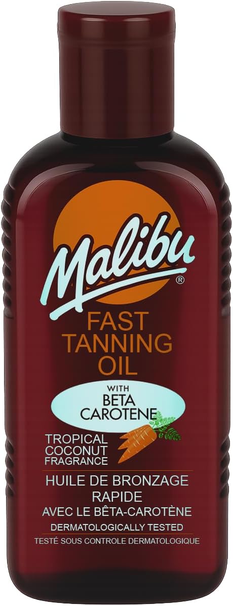 Malibu Sun Bronzing Fast Tanning Oil with Beta Carotene, Hydrating ...