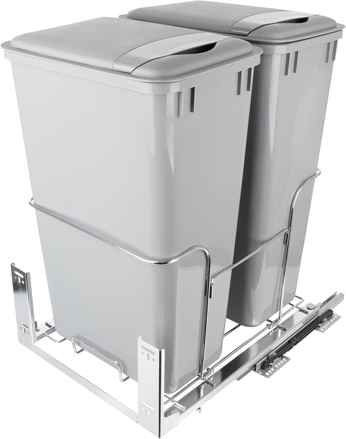 Pull-Out Trash Can, 50Qt Double Bins, Under Mount Waste Container with ...