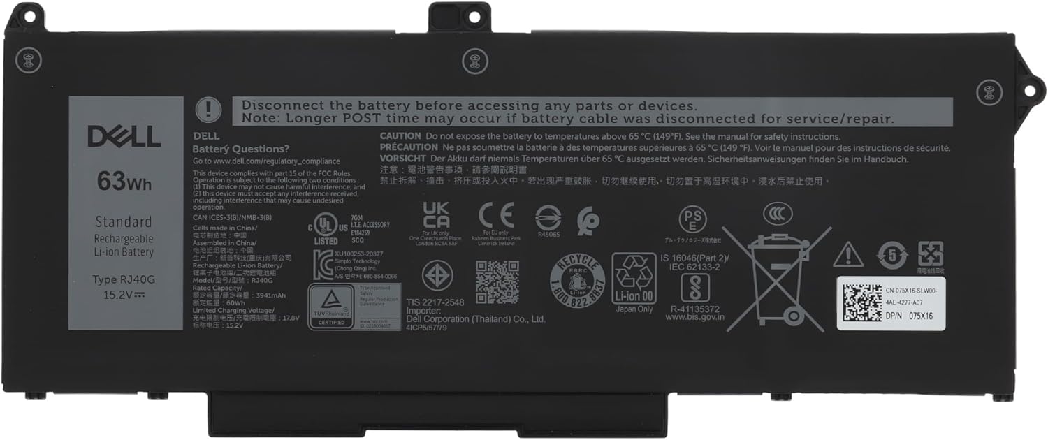 Dell M033W Original Battery 63 Wh (15.2 V 4 Cells) for Latitude 15 5420 ...