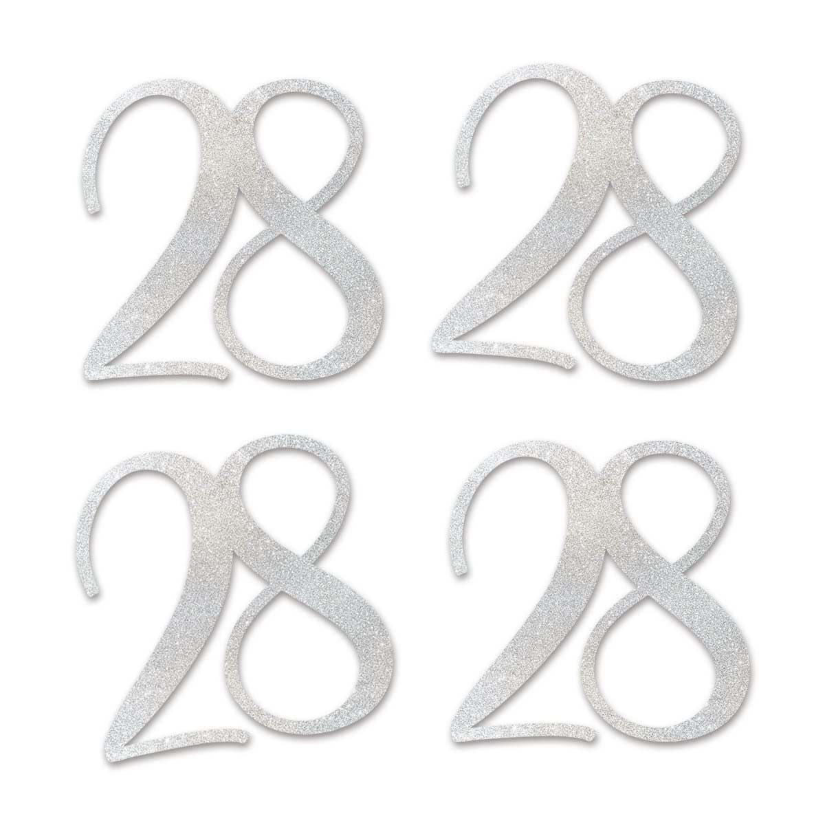 Amazon.com: Silver Glitter 28 Cut-Out Numbers, 28th Birthday Party ...