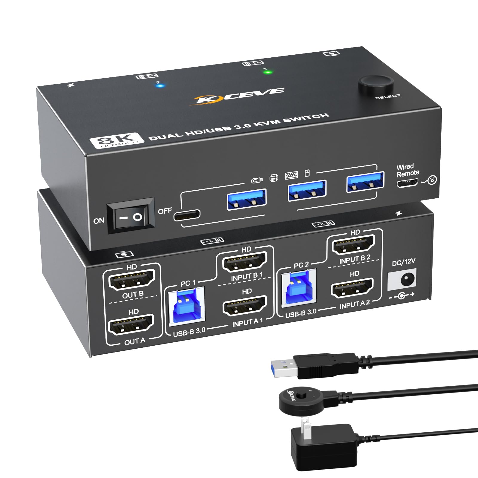 8K Dual Monitor HDMI 2.1 KVM Switch 2 Monitors 2 Computers 8K@60Hz/4K ...