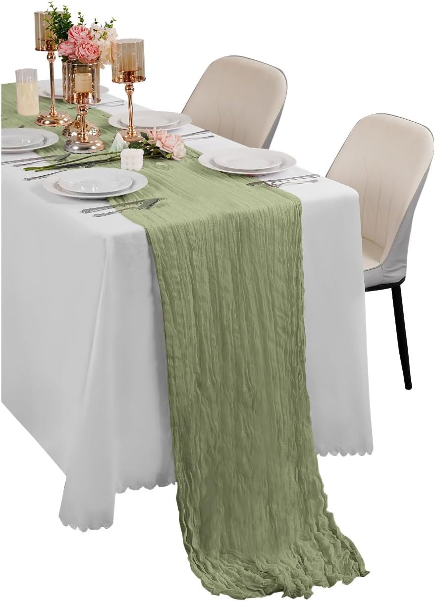 Amazon.com: 6PCS Sage Green Cheesecloth Table Runner 17 x 108 Inche ...