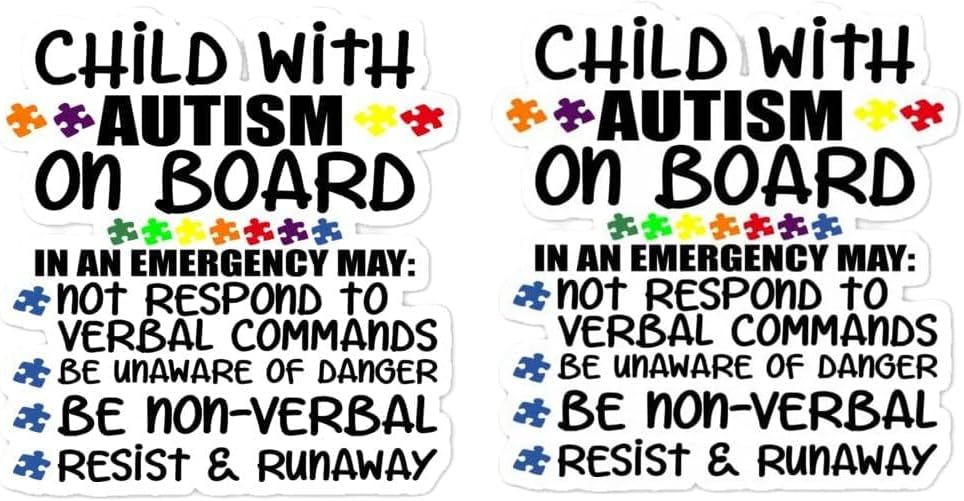 Amazon.com: 4x5.25 inch 5 PCS Yellow Child with Autism on Board Sticker ...