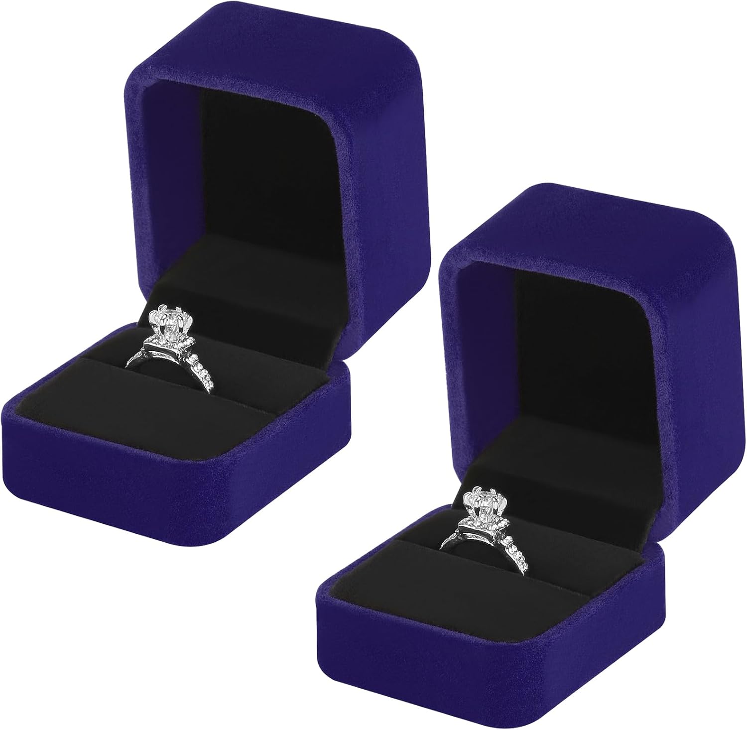 Amazon.com: KUKUVR 2 Pieces Velvet Ring Gift Box, Small Ring Storage ...