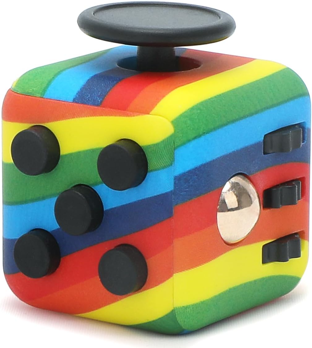 ZCOINS Rainbow Fidget Cube with 6 Sides Stress Relief Fiddle Toys ...