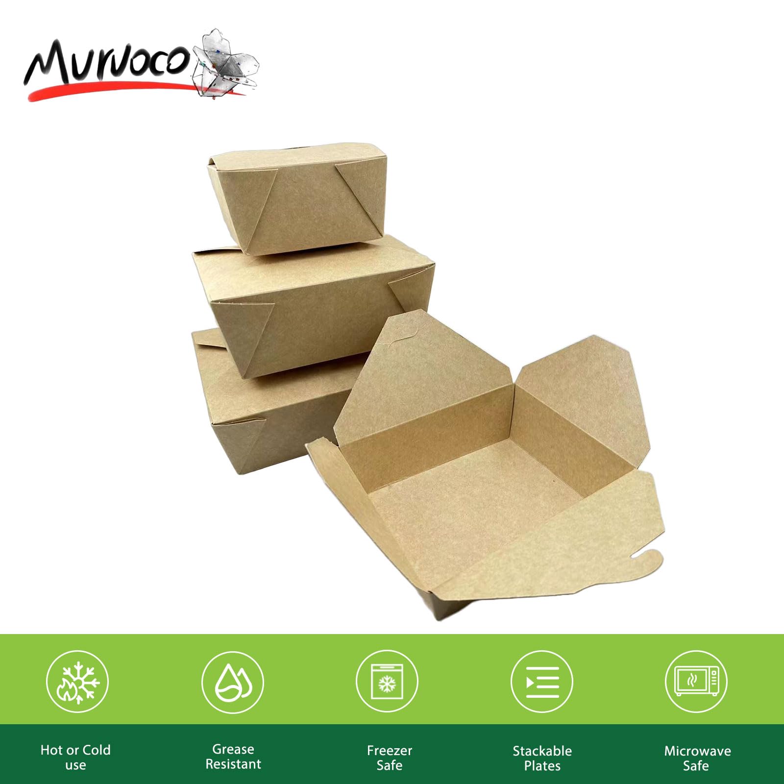 Snapklik.com : MURUOCO,300 PACK, Disposable Kraft Paper To Go Boxes ...