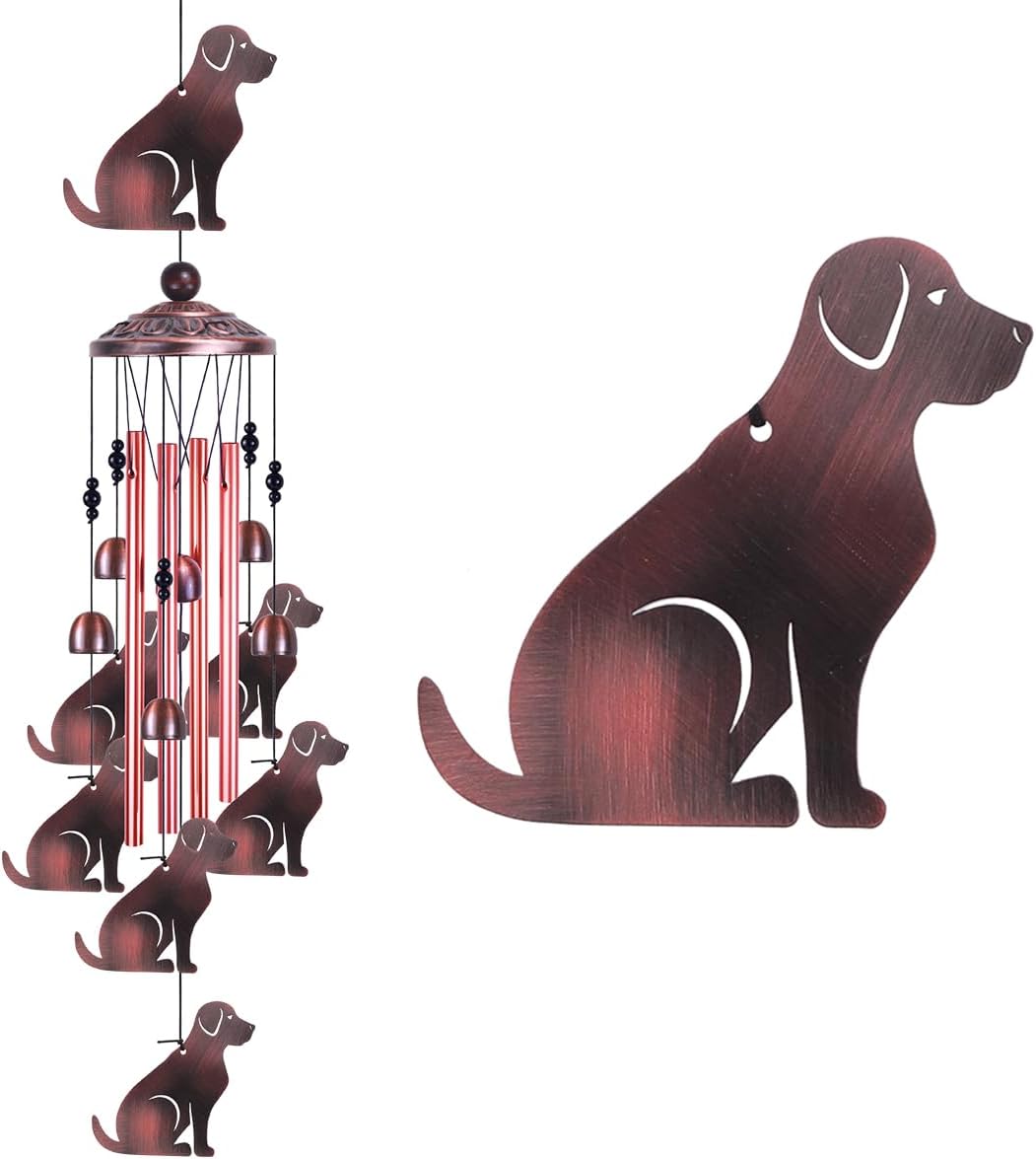 Amazon.com : Garden Dog Wind Chimes Outdoor Indoor Decor - with 4 Tubes ...