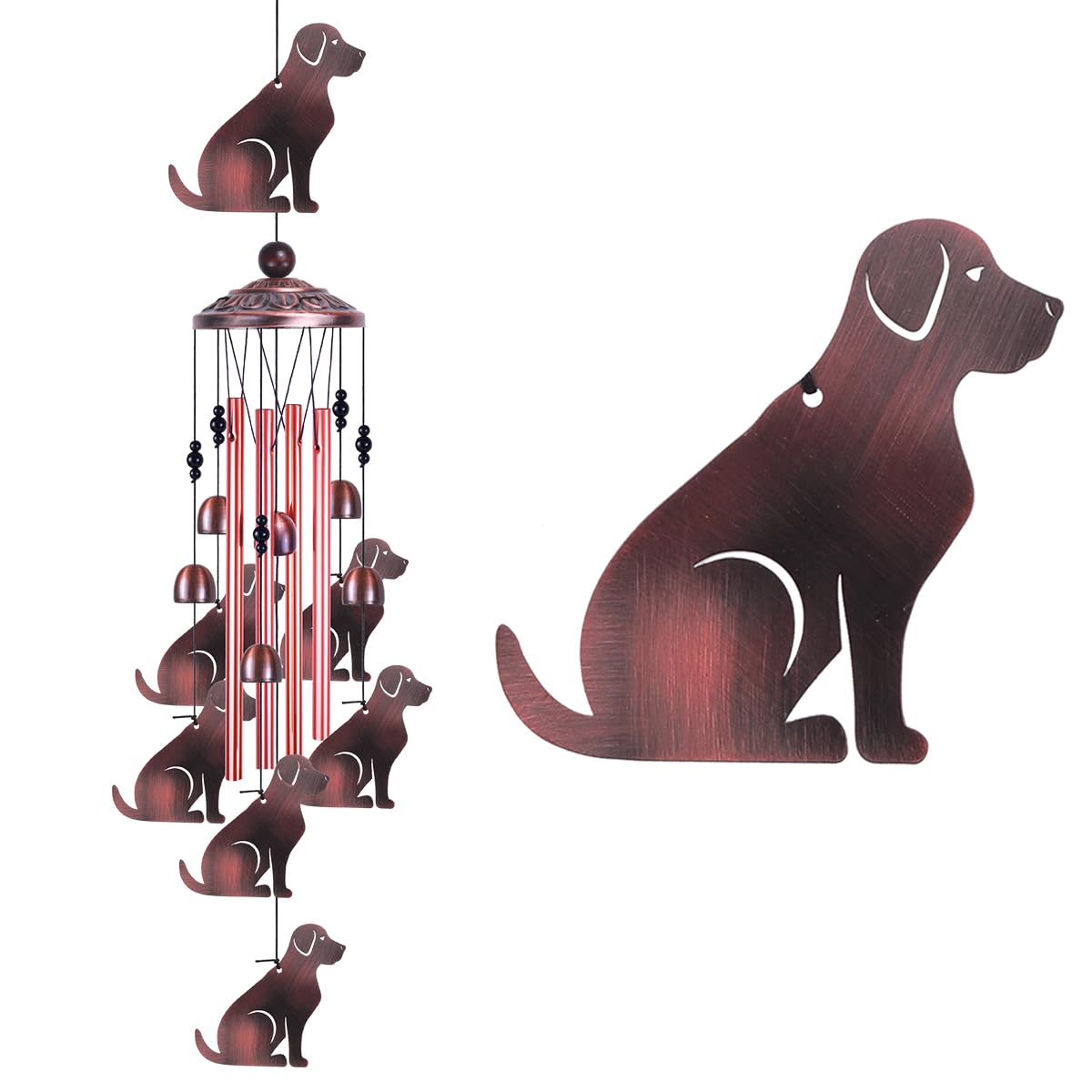 Amazon.com : Garden Dog Wind Chimes Outdoor Indoor Decor - with 4 Tubes ...