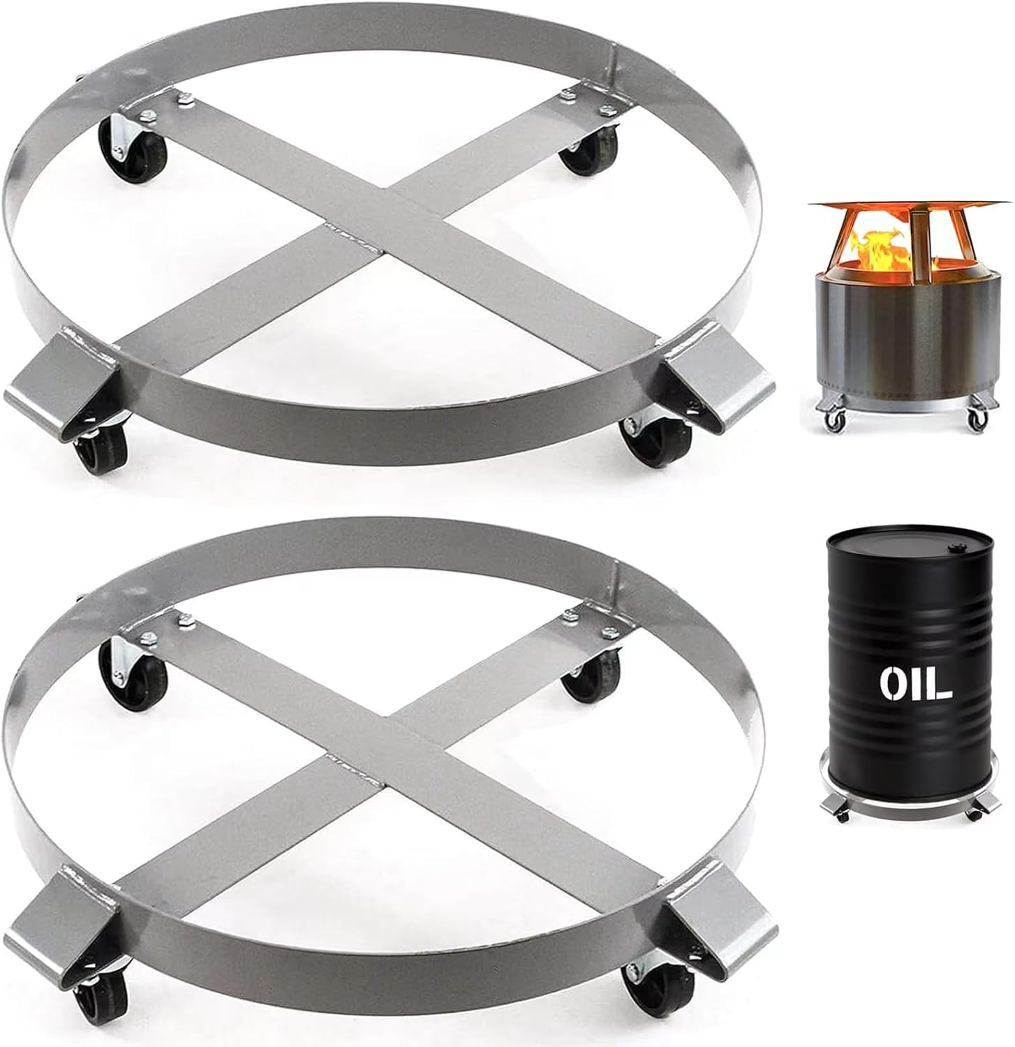 Snapklik.com : Drum Dolly 55 Gallon 2pcs Heavy Duty 1000 Pound Barrel ...