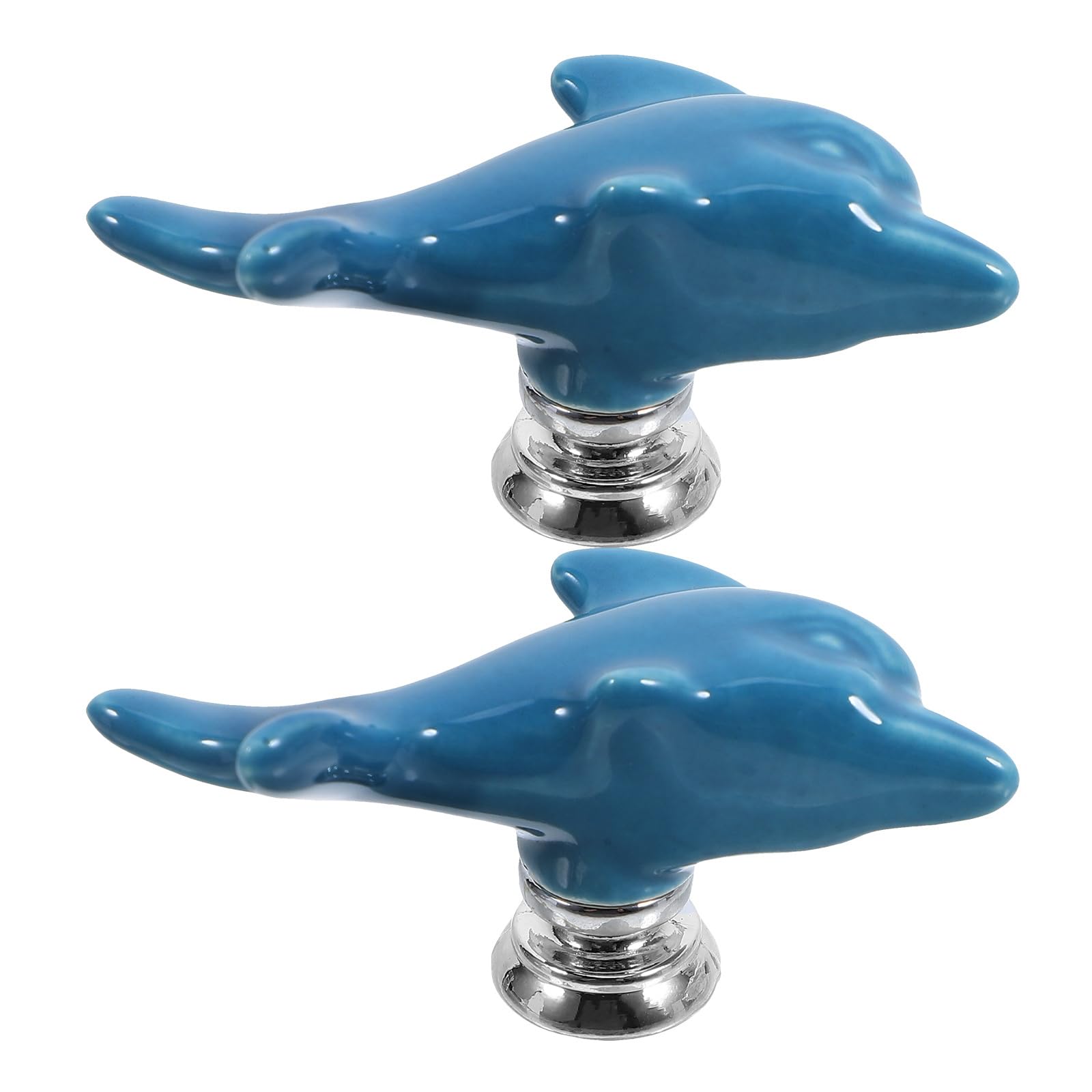 Uonlytech 2pcs Handle Nautical Home Decor Ceramic Door Knobs Furniture Drawer Knobs Dolphin ...