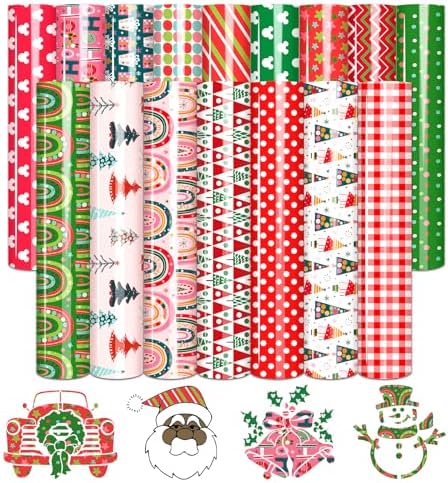 Amazon.com: Tintnut Christmas HTV Heat Transfer Vinyl - 16 Sheets 12 x ...