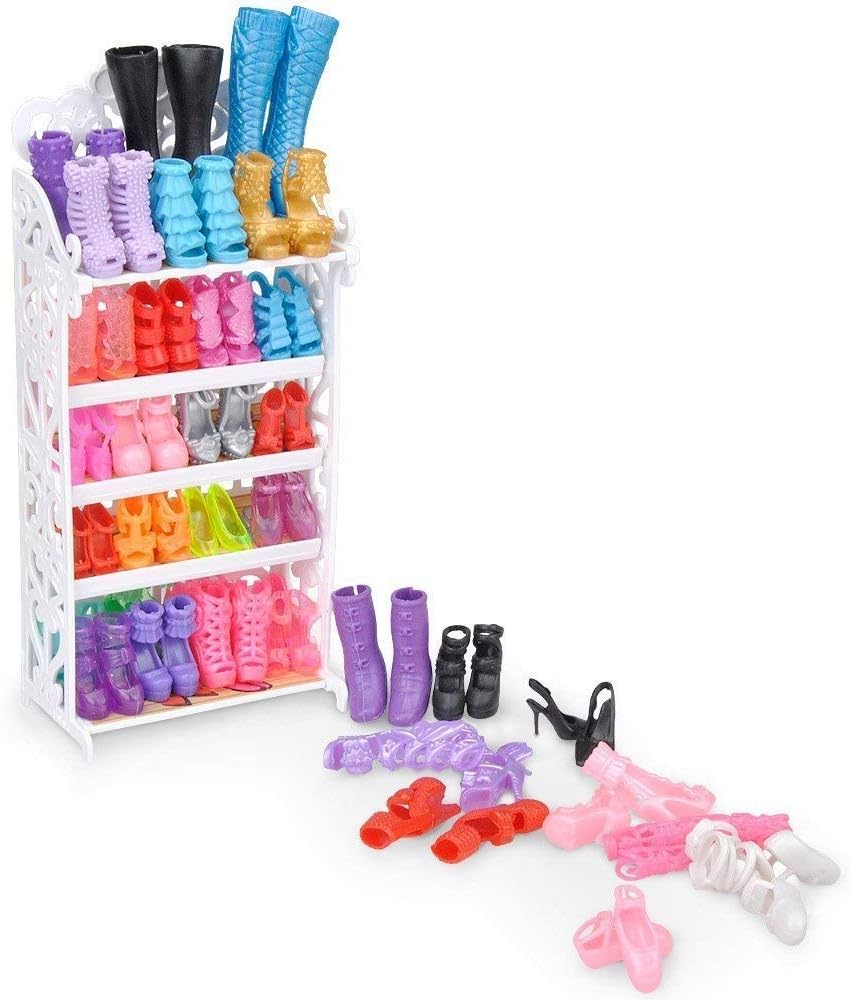 E-TING Doll Shoes Rack with 20 Pairs Shoes (1 Shelf + 20 Pairs) (Random ...