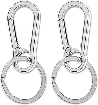 WLLHYF 2 Pieces Metal Keychain Carabiner Clip Key Ring Chain Holder ...