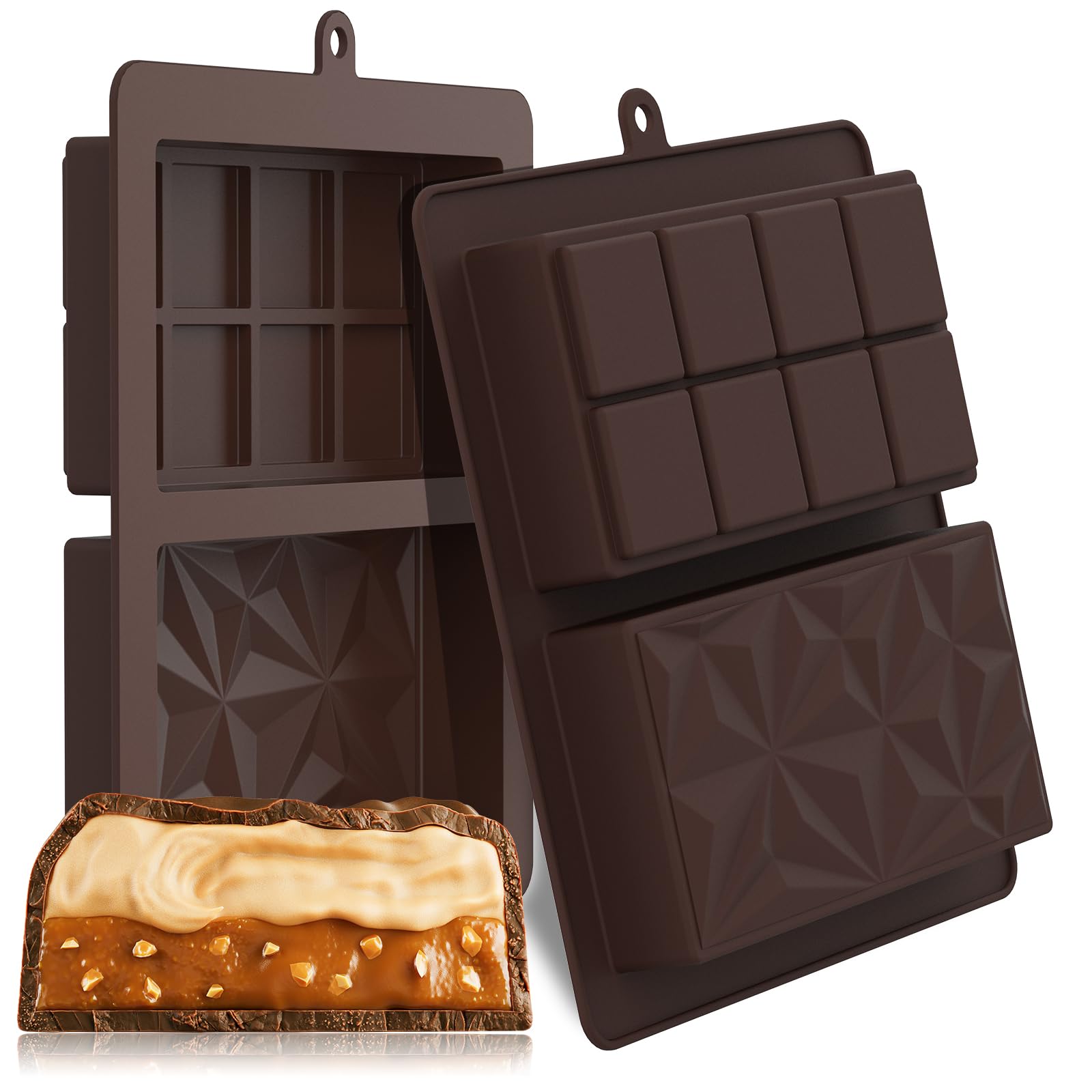 2PCS Chocolate Moulds，GeeRic Dubai Deep Chocolate Bar Mold Silicone ...