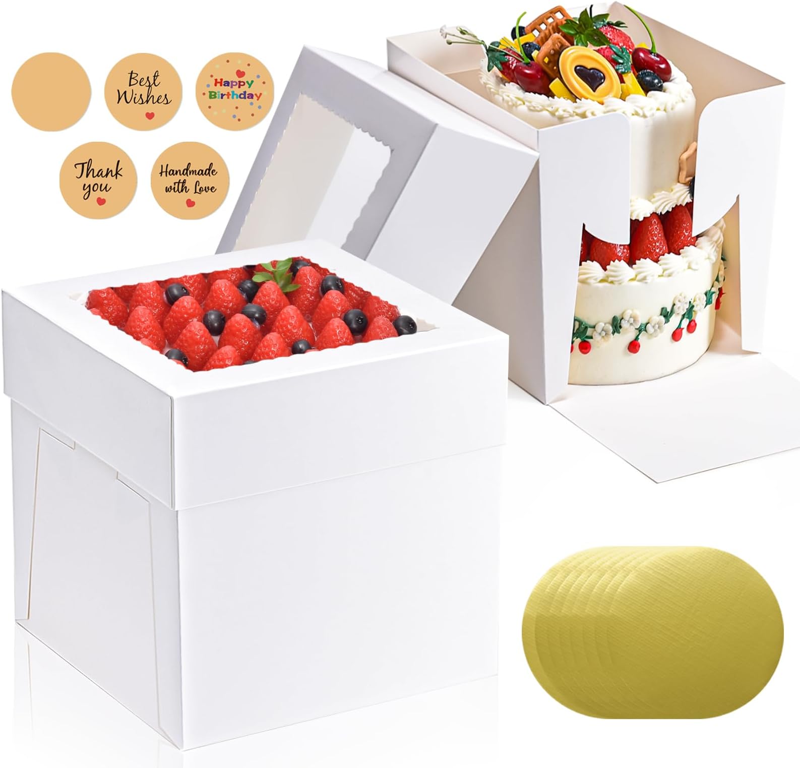 Amazon.com: DOYIDE 16Pcs 8x8x8 Inch Tall Cake Boxes with Cake Boards ...