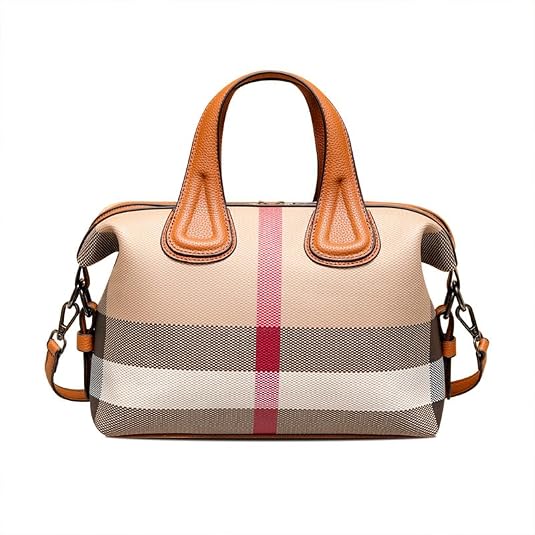 Designer Canvas Shoulder Bag with Trendy Plaid Pattern, Medium ...