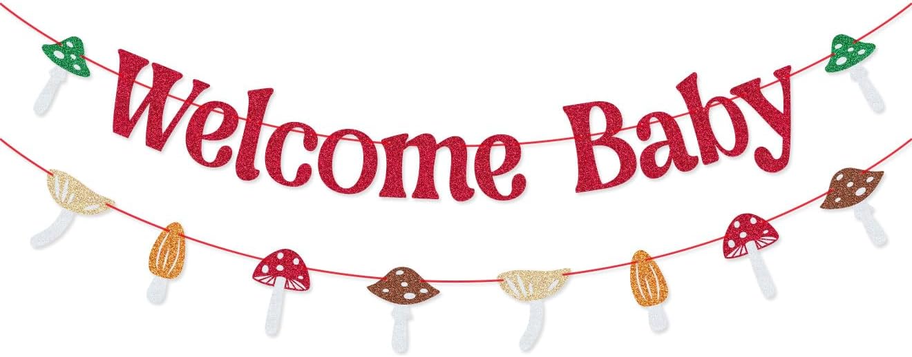 Amazon.com: Mushroom Welcome Baby Banner Garland for Mushroom Toadstool ...