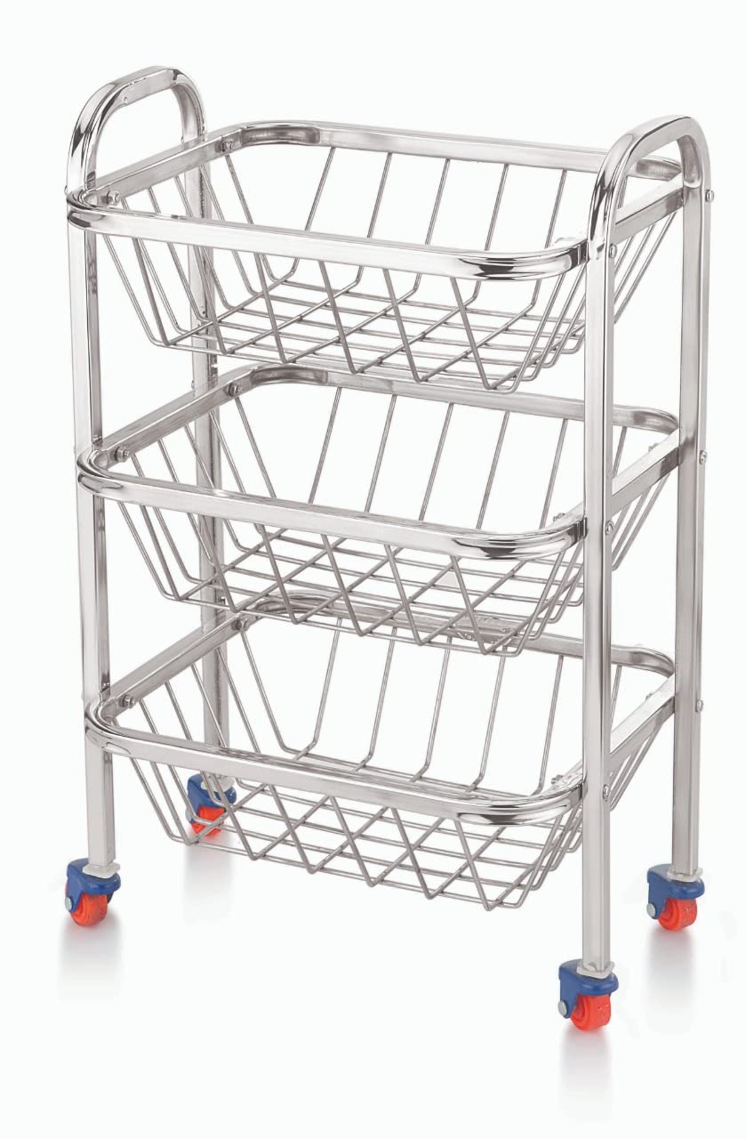 Buy Dolly's Universe Stainless Steel Square Pipe Fruit Trolley, 3 Step ...