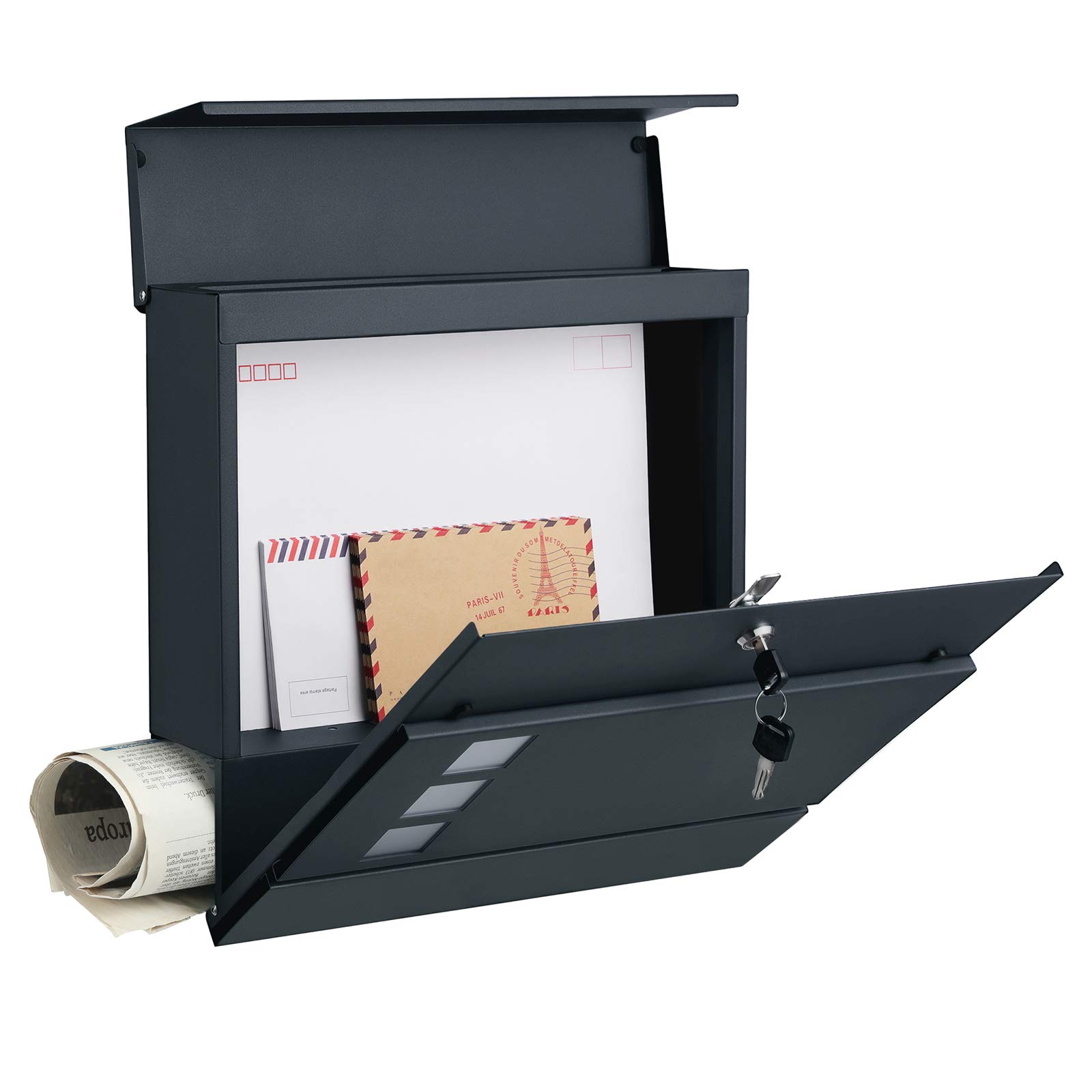 Wall Mounted Lockable Mailboxes With Newspaper Holder ACL Wall Mounted