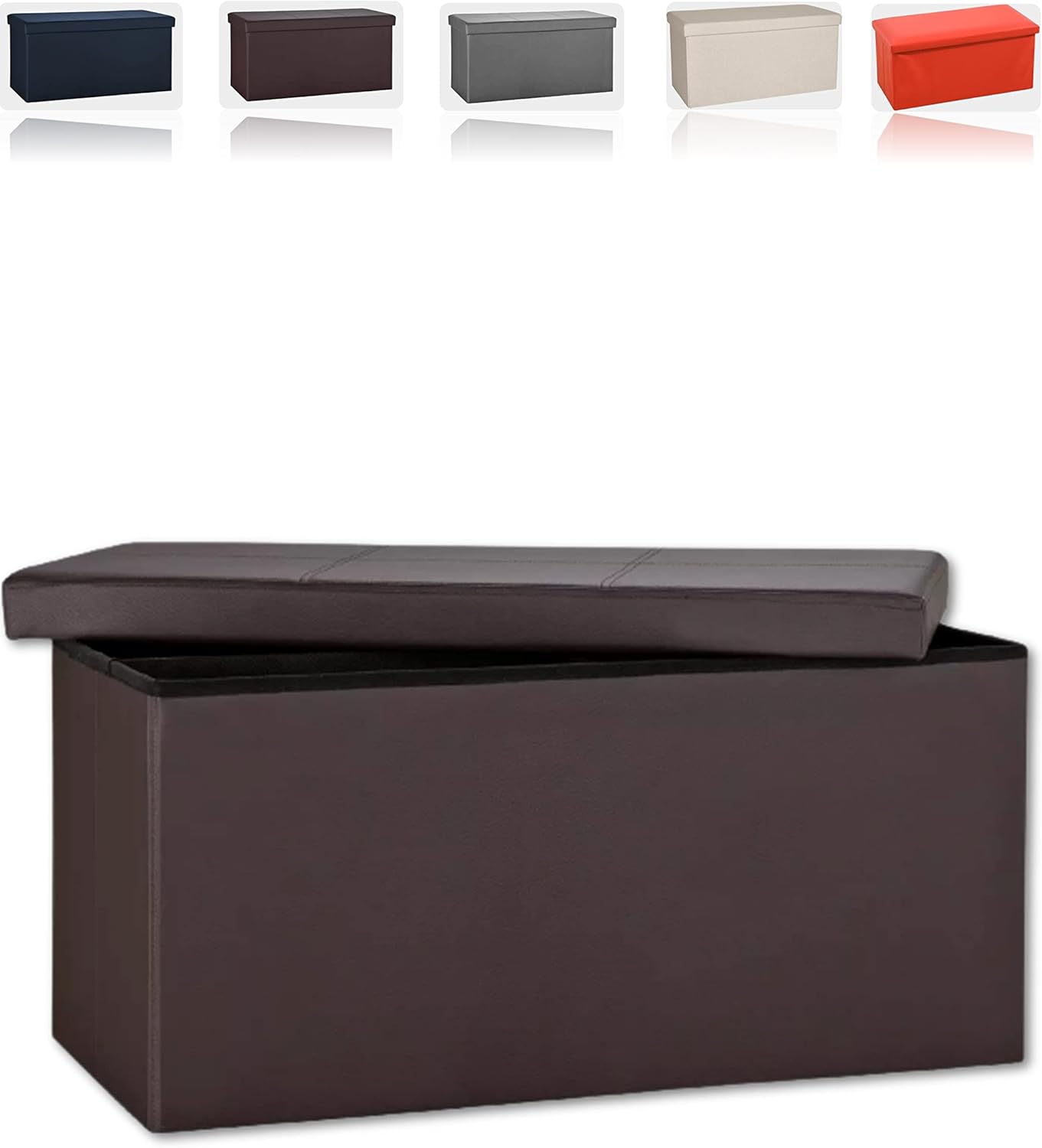 TheWhiteWater - Folding Ottoman Storage Box - (Brown, 76 x 38 x 38 ...