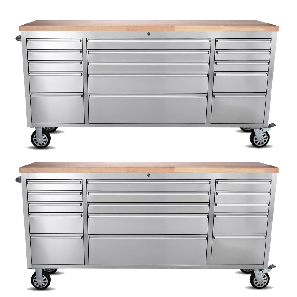 Amazon.com: UYRIE 2 Pack - 72" Stainless Steel Rolling Tool Chest with ...