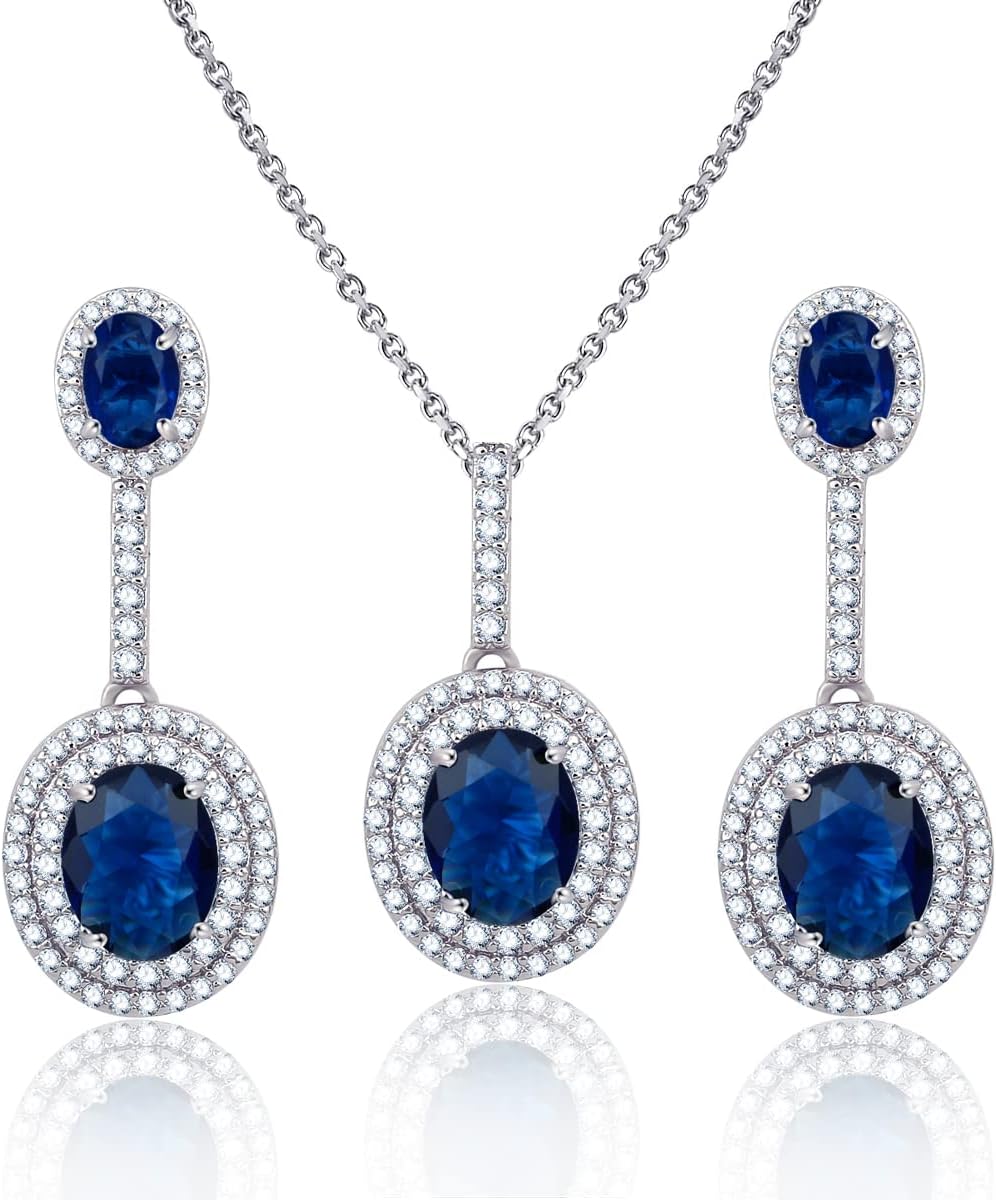 Amazon.com: Oval CZ Jewelry Set, Gemstone, Cubic Zirconia: Clothing ...