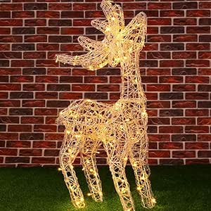 BAKAJI Renna Natalizia Luminosa per Esterno 120 Luci LED Bianco Caldo ...