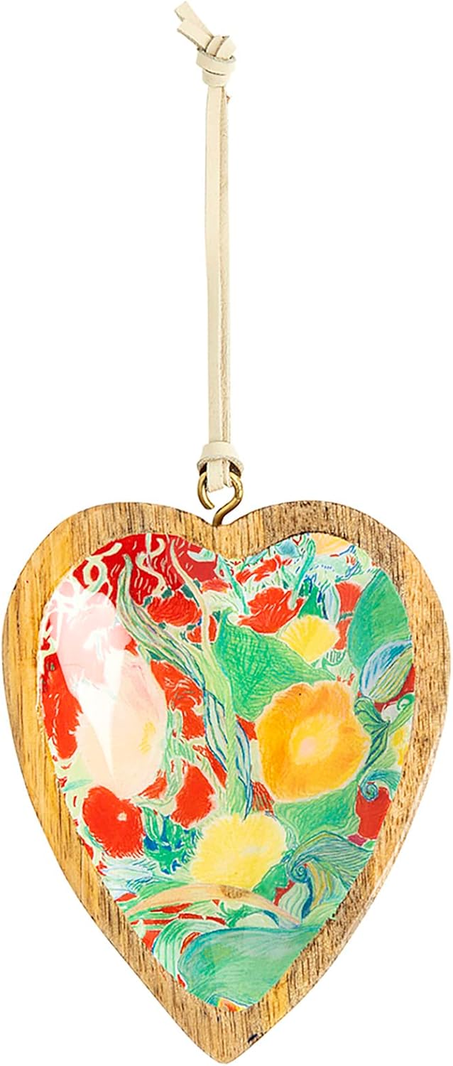 Amazon.com: Demdaco + ArtLifting Original Art Floral Stripes Heart Hanging Ornament : Home & Kitchen