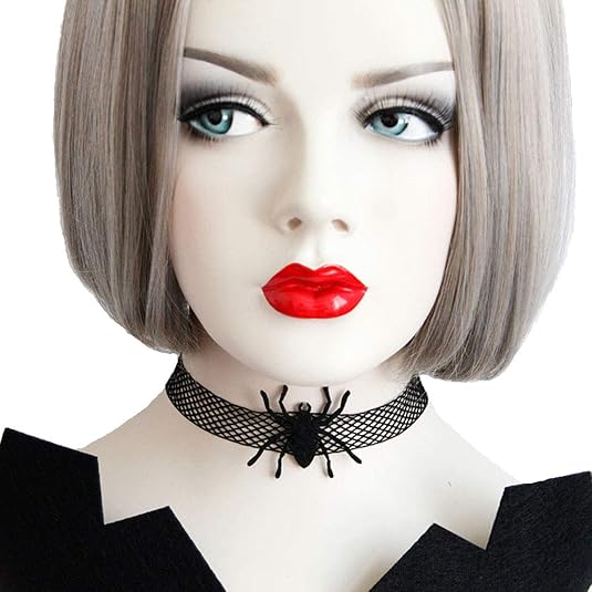 Amazon.com: LSHDXD Halloween Choker Necklace with Spider on it, Black ...