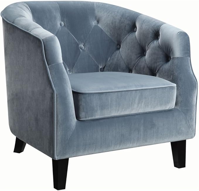 Amazon.com: Coaster Velvet Upholstered Tufted Accent Chair, Dusty Blue ...