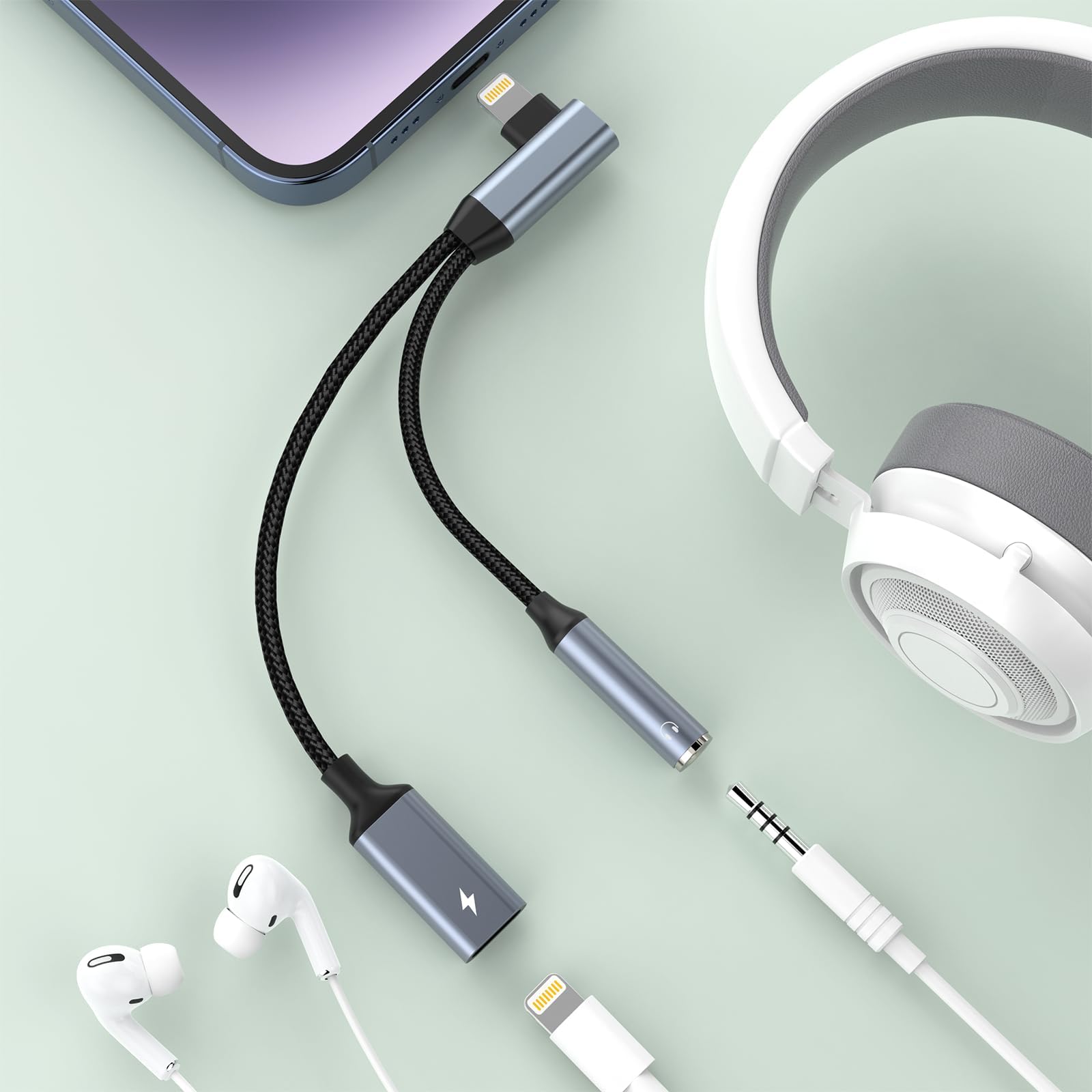 Amazon.com: 90 Degree 2-in-1 Lightning to 3.5mm Audio Aux Jack ...