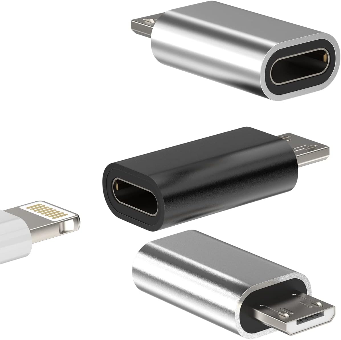 Amazon.com: 3Pack,Compatible for Lightning Female to Micro USB Male ...