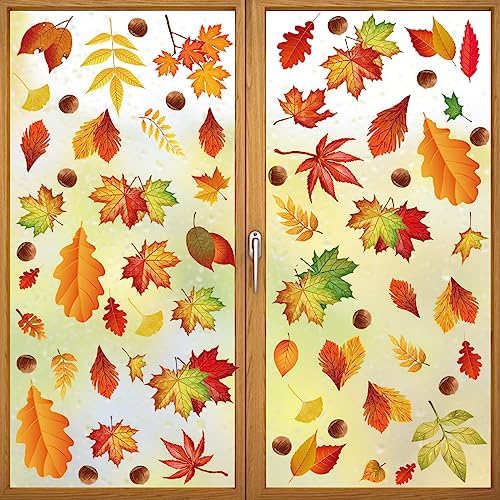 Amazon.com: Thanksgiving Window Clings, Fall Leaf Window Decals, Autumn ...