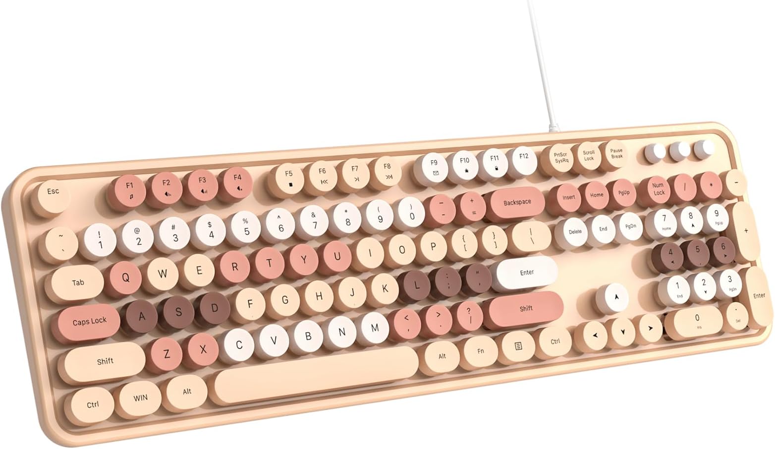 Amazon.com: KNOWSQT Wired Computer Keyboard - Milk Tea Colorful Retro ...