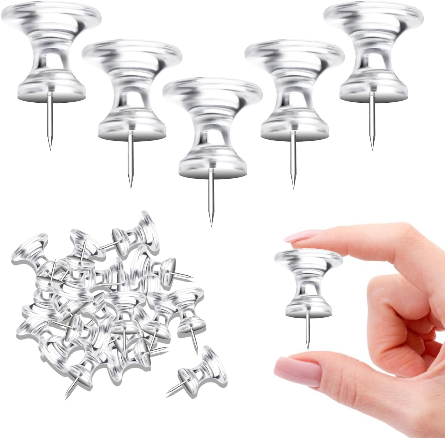 Amazon.com: UpdateClassic, 60 PCS Large Push Pins for Cork Board- Clear ...
