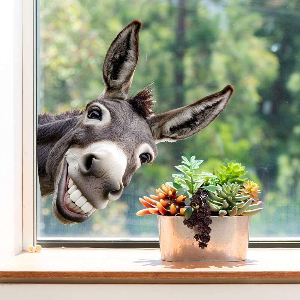 Amazon.com: Funny Donkey & Giraffe Window Clings - Reusable Animal ...