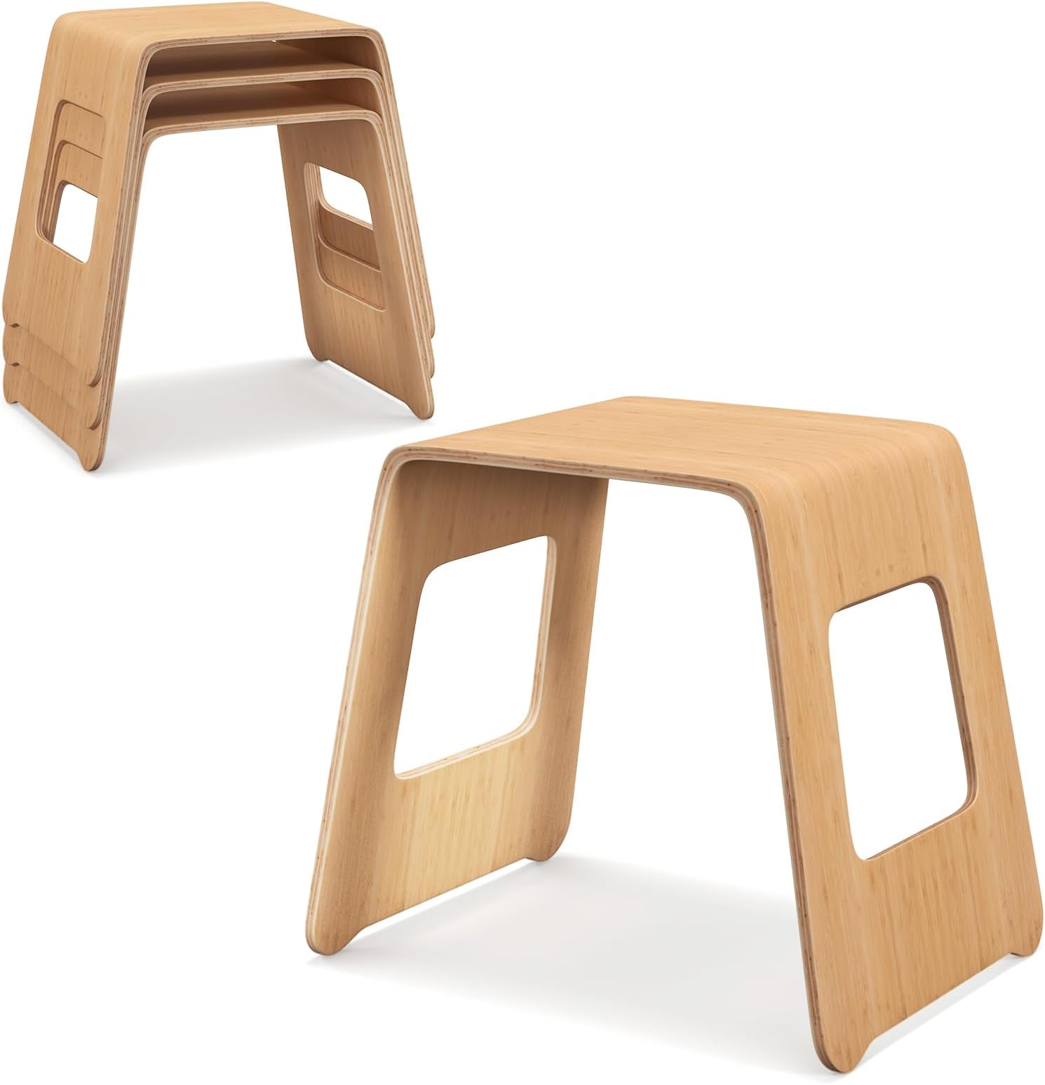 Amazon.com: COSTWAY 4-Pack Wood Stackable Stools, 18-inch Height ...