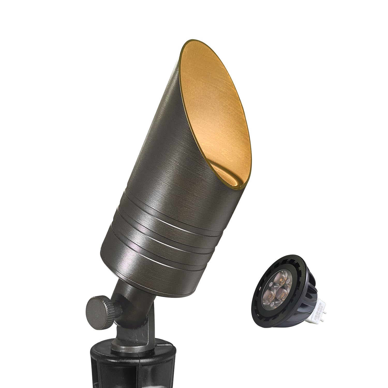 MALORY Brass Outdoor Spot Lights,12V AC/DC Low Voltage LED Landscape ...